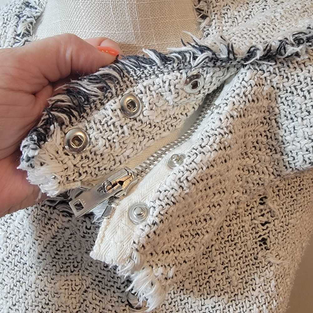 Iro Agnette Boucle/Tweed Distressed Jacket White/Blac… - Gem